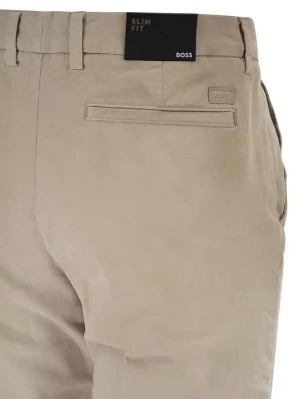 BOSS Slim Fit Stretch Cotton Chino Trousers - Cream