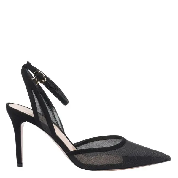 GIANVITO ROSSI Slingback Pumps With Ankle Strap And Stiletto Heel - Black