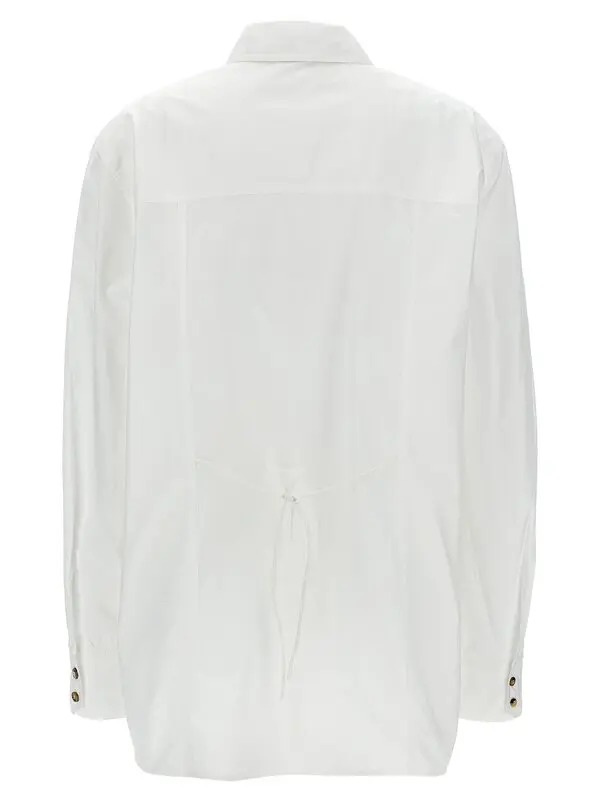 GANNI Cotton Poplin Lace-up Shirt - White