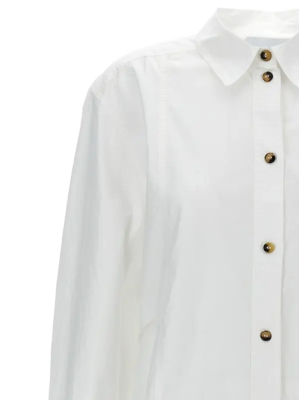 GANNI Cotton Poplin Lace-up Shirt - White