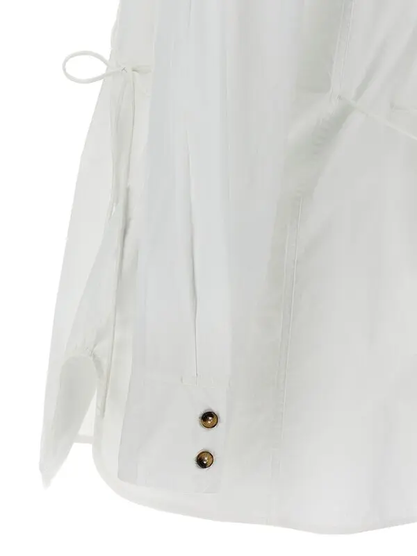 GANNI Cotton Poplin Lace-up Shirt - White