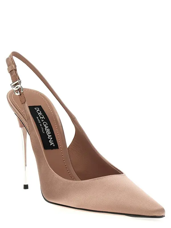 Dolce & Gabbana Satin Slingbacks With Metal Heel Detail - Pink