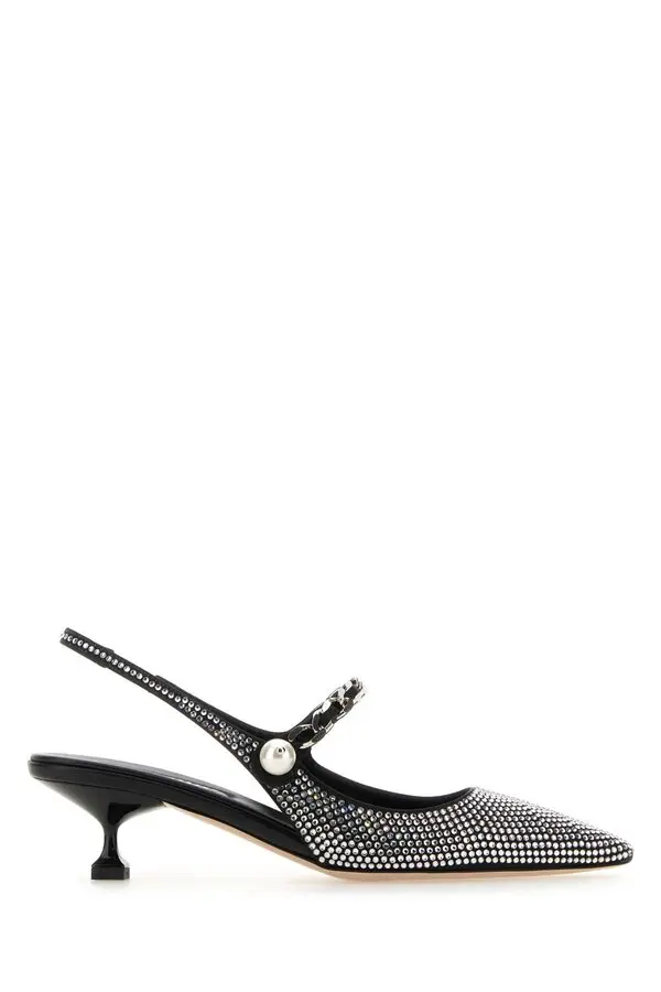 Miu Miu Embellished Slingback Pumps - Black