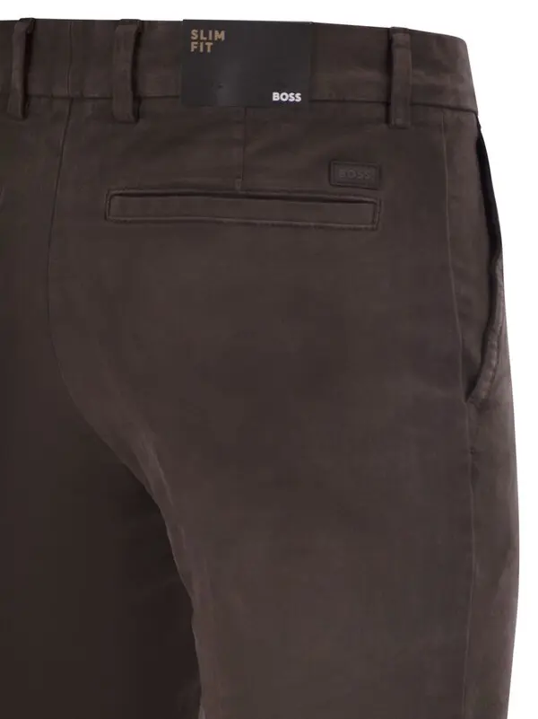 BOSS Slim Fit Stretch Cotton Chino Trousers - Brown