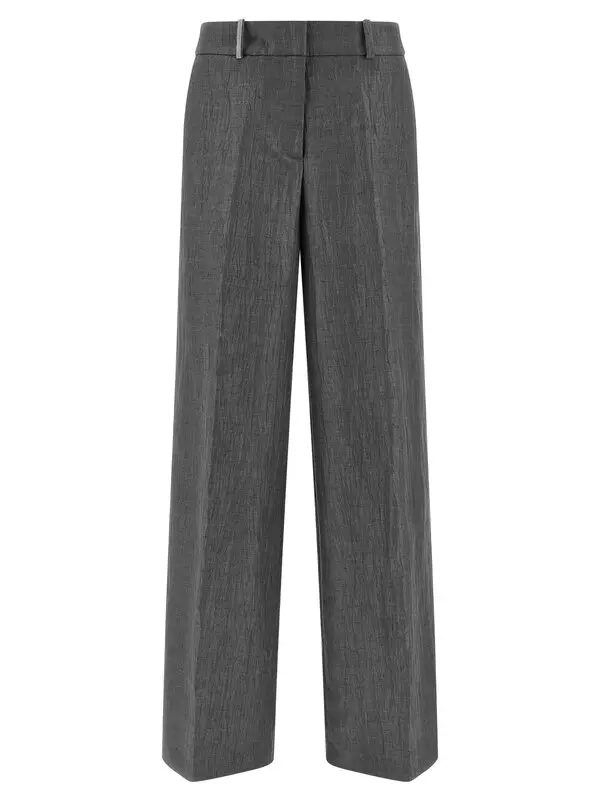 Peserico Punto Luce Embossed Wavy Linen Lamé Thread Pants