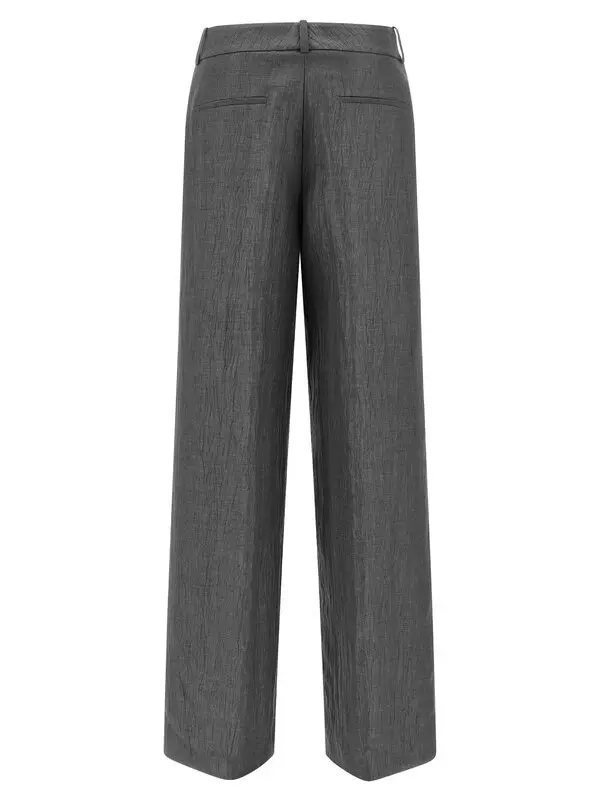 Peserico Punto Luce Embossed Wavy Linen Lamé Thread Pants