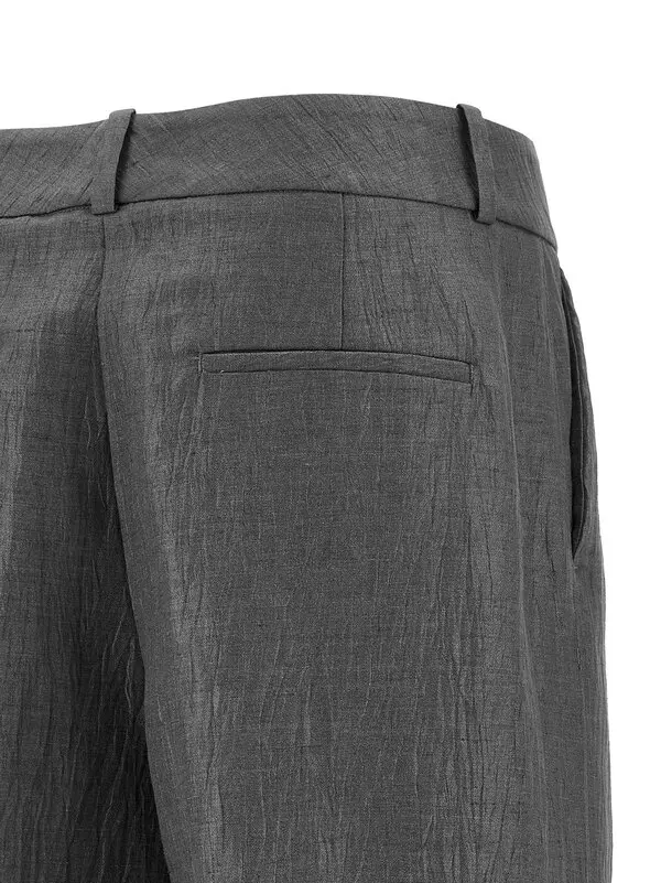 Peserico Punto Luce Embossed Wavy Linen Lamé Thread Pants