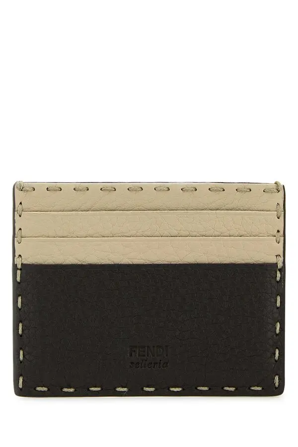 Fendi Two-tone Leather Sellerie Card Holder - Multicolor