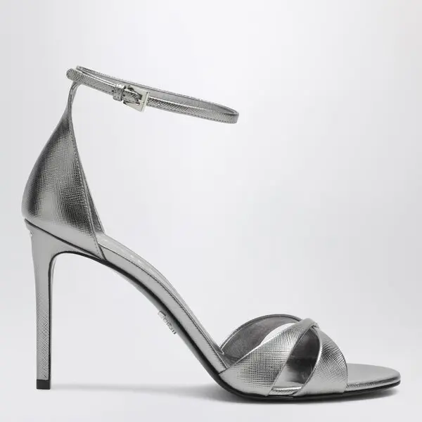Prada Leather Heeled Sandals With Adjustable Ankle Strap