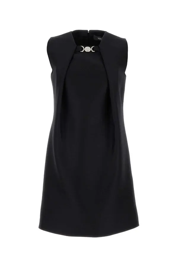 Versace Twill Mini Dress With Embellishment - Black