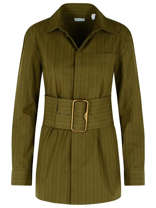 Burberry Cotton Mini Dress With Buckle Belt