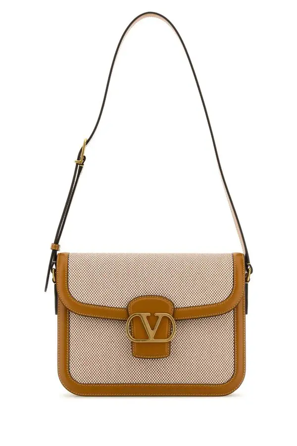 Valentino Garavani Two-tone Canvas And Leather Shoulder Bag - Multicolor