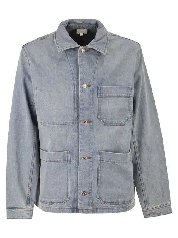 A.p.c. Cotton Denim Chore Jacket With Patch Pockets - Multicolor