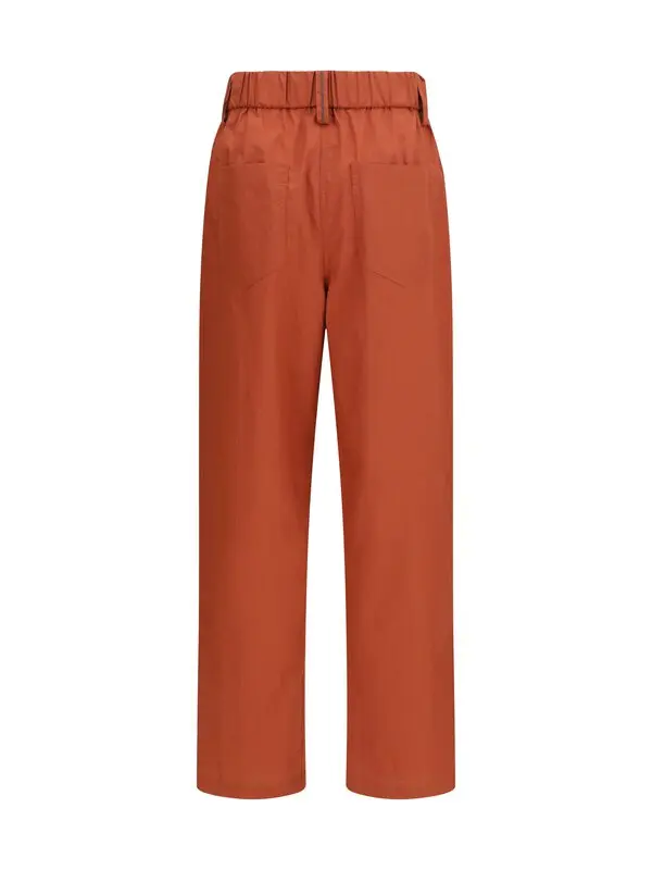 Brunello Cucinelli Cotton Elasticated Waist Pants - Orange