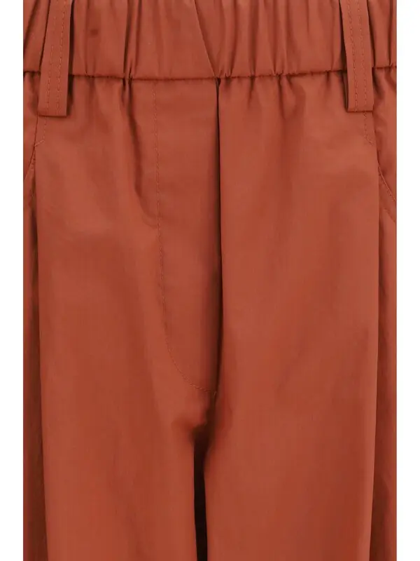 Brunello Cucinelli Cotton Elasticated Waist Pants - Orange