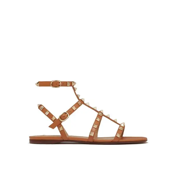 Valentino Garavani Rockstud Flat Sandals - Brown