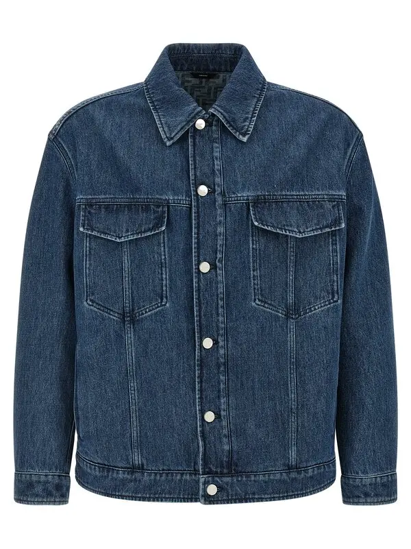 Fendi Selleria Denim Jacket With Ff Print Lining