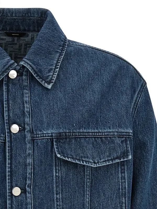 Fendi Selleria Denim Jacket With Ff Print Lining