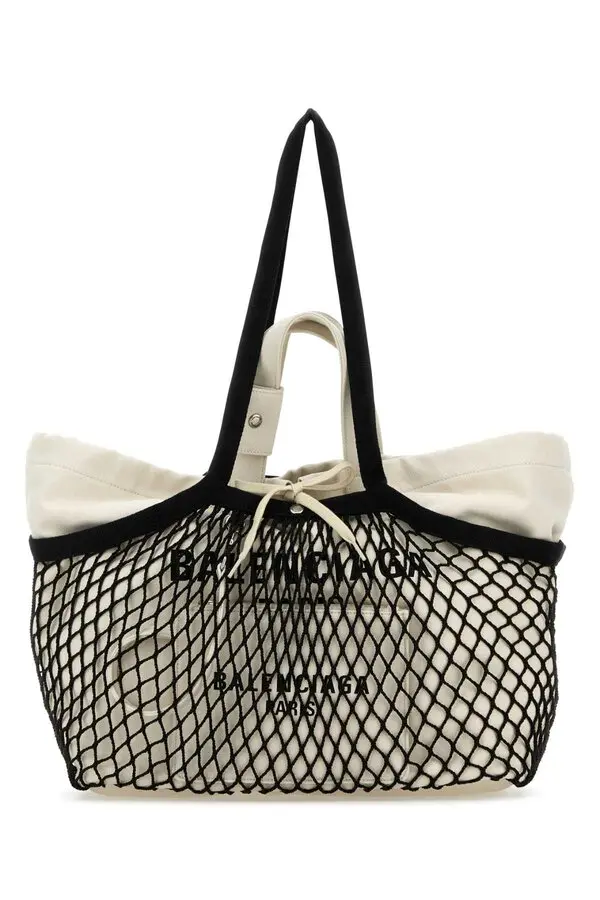 Balenciaga Two-tone Canvas And Mesh Shopping Bag - Multicolor