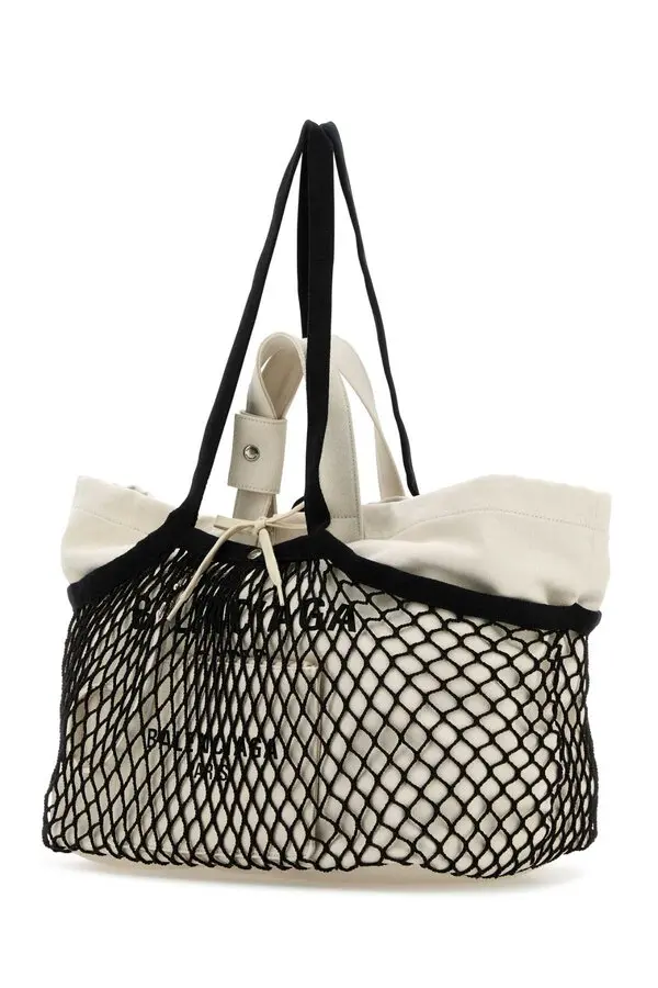 Balenciaga Two-tone Canvas And Mesh Shopping Bag - Multicolor