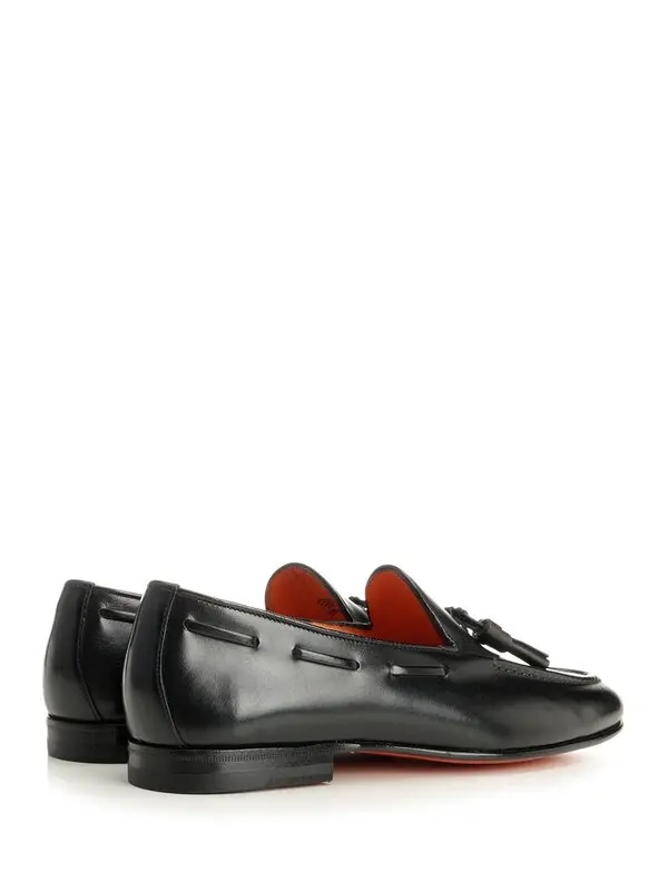 Santoni Brushed Leather Moccasin With Tassels