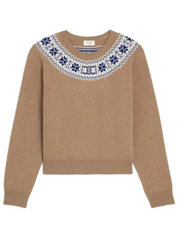 Celine Cashmere Sweater With Fair Isle Pattern - Brown