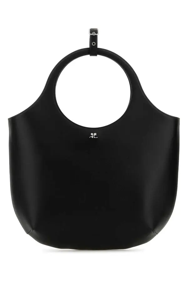 COURREGES Leather Medium Holy Handbag - Black