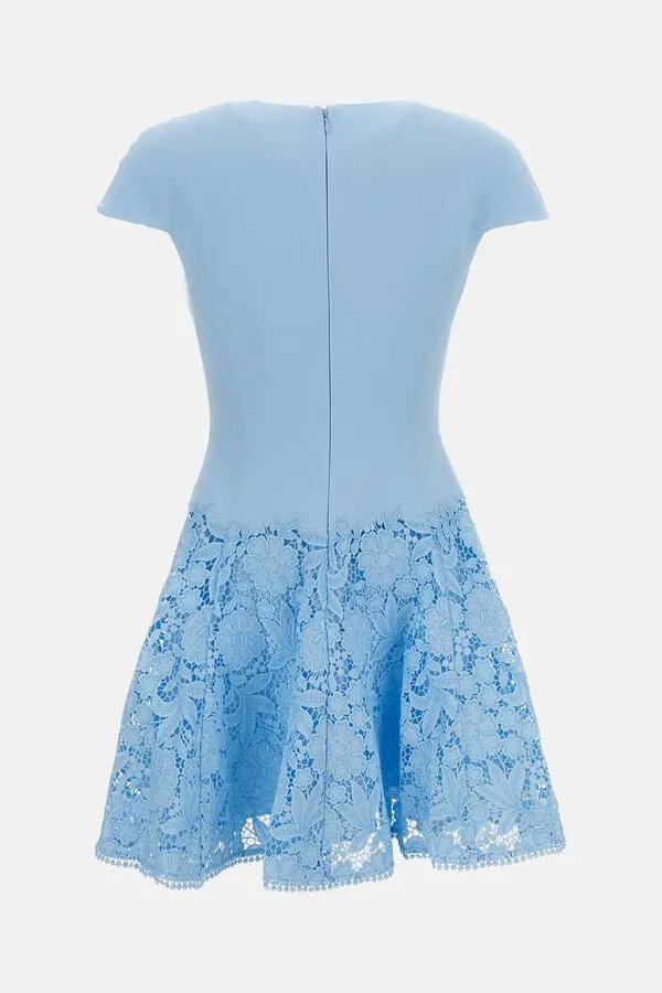 SELF-PORTRAIT Crepe Lace Mini Dress - Multicolor