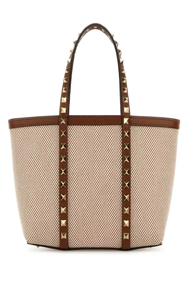 Valentino Garavani Two-tone Canvas Medium Rockstud Handbag - Multicolor