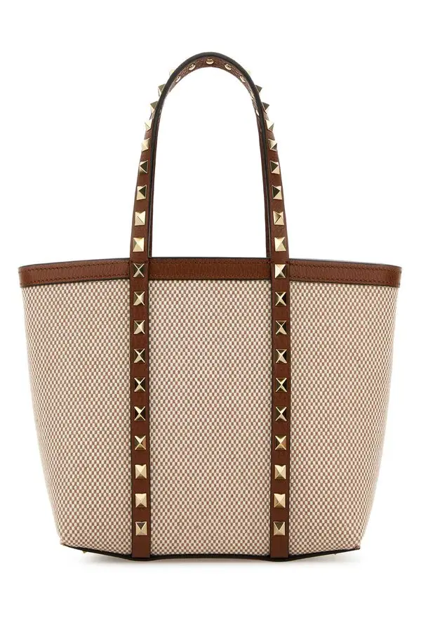 Valentino Garavani Two-tone Canvas Medium Rockstud Handbag - Multicolor