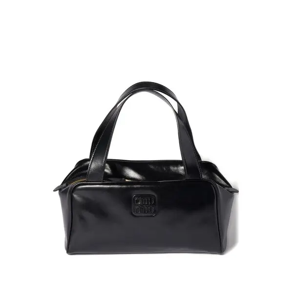 Miu Miu Leather Shoulder Bag With Embossed Logo