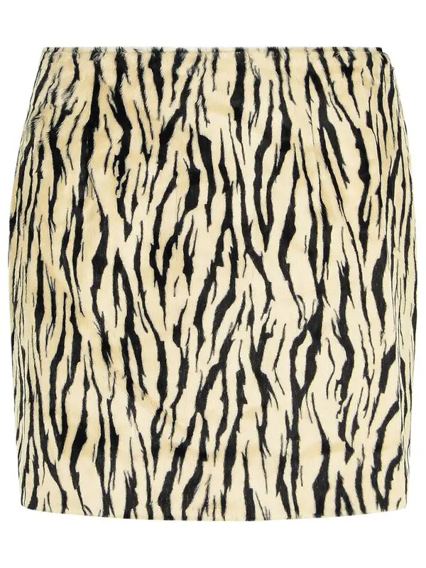 ROTATE BY BIRGER CHRISTENSEN Printed Faux Fur Skirt