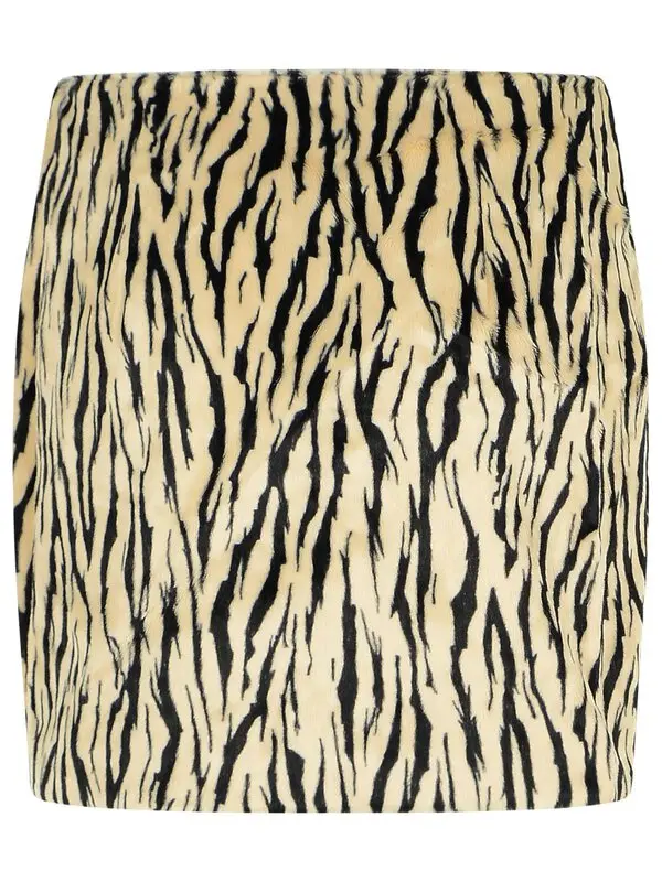 ROTATE BY BIRGER CHRISTENSEN Printed Faux Fur Skirt