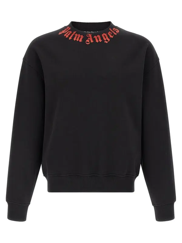 Palm Angels Neck Logo Sweatshirt - Black