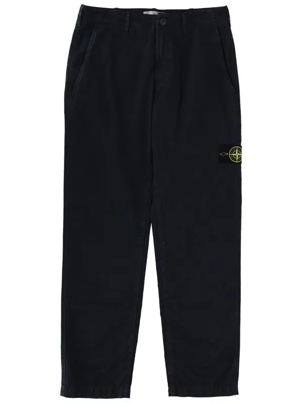 Stone Island Logo Patch Cotton Pants - Blue