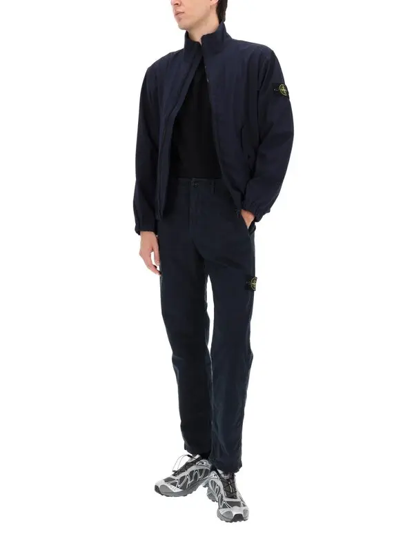 Stone Island Logo Patch Cotton Pants - Blue