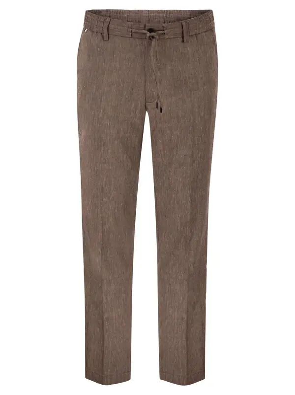BOSS Linen Blend Chino Trousers - Brown