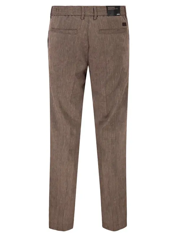 BOSS Linen Blend Chino Trousers - Brown