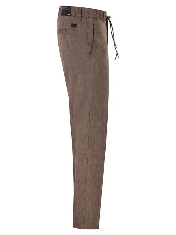 BOSS Linen Blend Chino Trousers - Brown