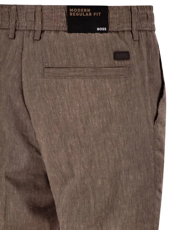 BOSS Linen Blend Chino Trousers - Brown