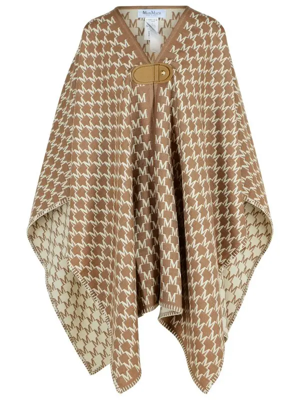 Max Mara Editti Monogram Cape In Virgin Wool And Cotton