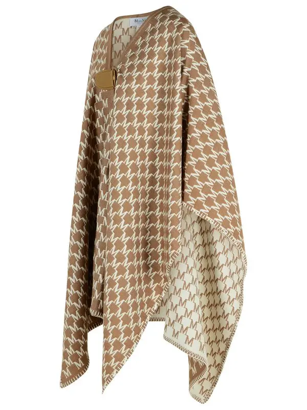 Max Mara Editti Monogram Cape In Virgin Wool And Cotton