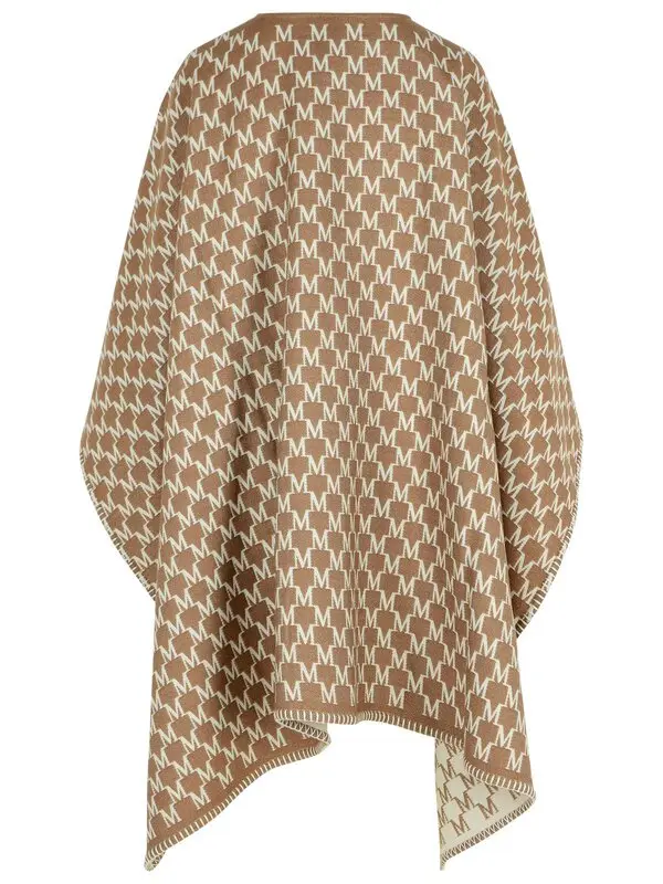 Max Mara Editti Monogram Cape In Virgin Wool And Cotton