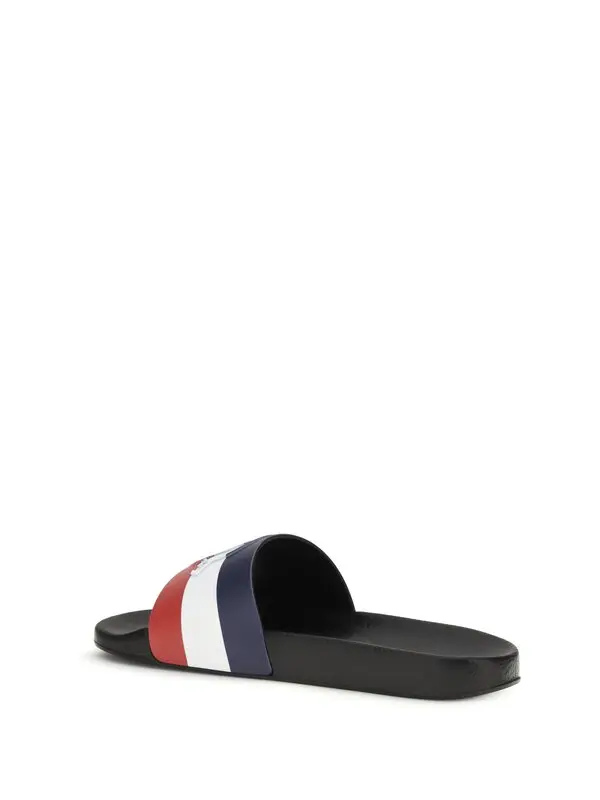 Moncler Basile Rubber Slides With Tricolor Strap - Multicolor