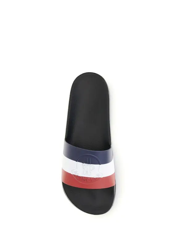 Moncler Basile Rubber Slides With Tricolor Strap - Multicolor
