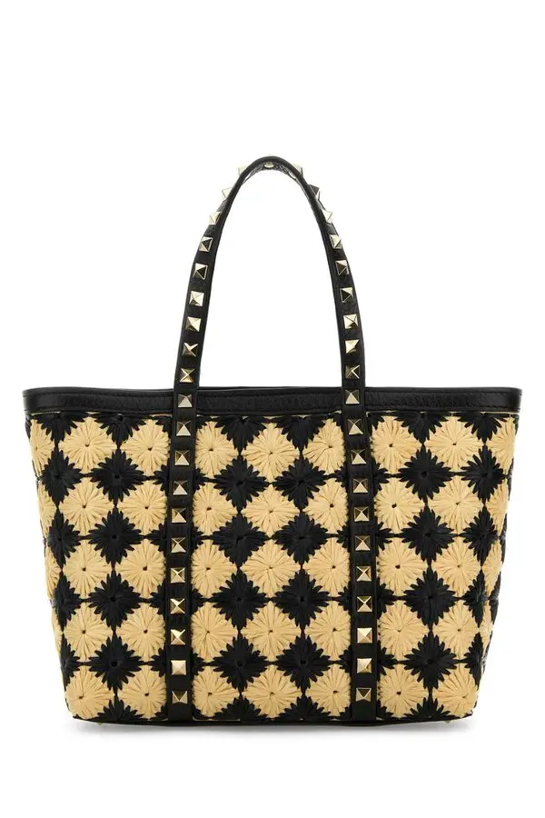 Valentino Garavani Embroidered Raffia Mini Rockstud Handbag