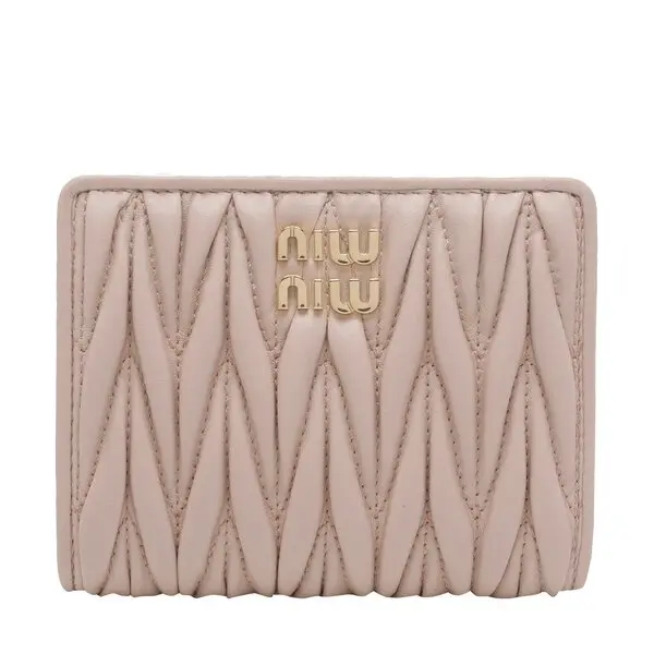 Miu Miu Logo Matelasse' Wallet - Pink
