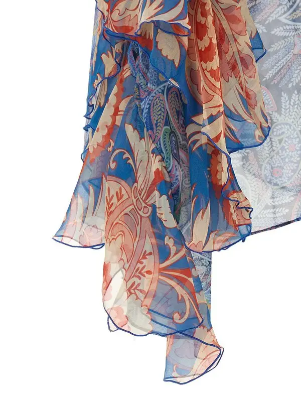 Etro Chiffon Blouse With Foliage And Floral Print - Blue