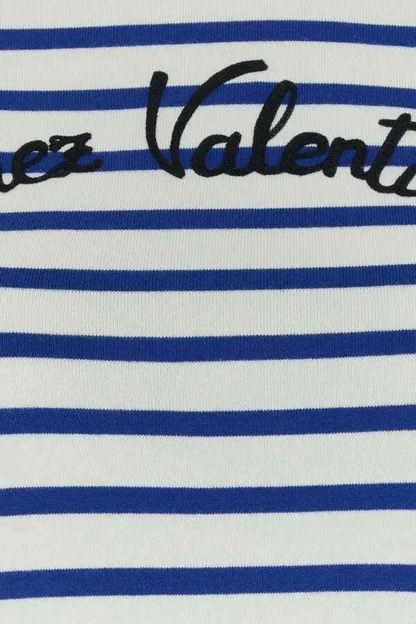 Valentino Garavani Striped Cotton T-shirt With Embroidery