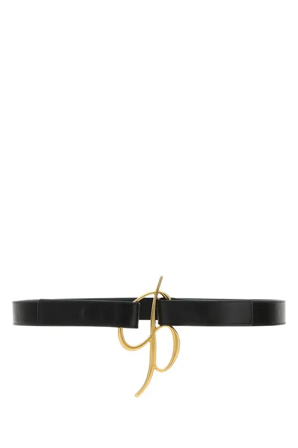 Blumarine Leather Belt With Gold Tone Buckle - Multicolor